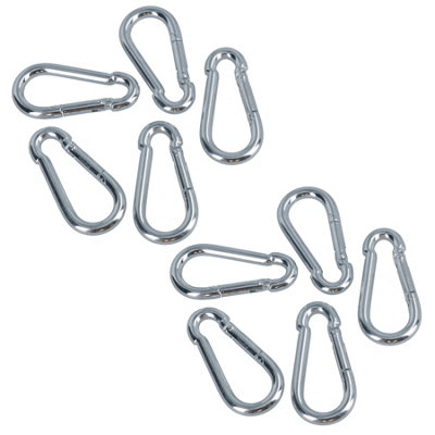 Carabiner Hook Clip Snap Hook Spring Loaded 8mm x 80mm 150kg Capacity 10pc