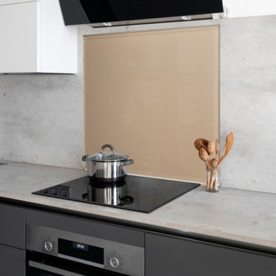 Caramel Cream Toughened Glass Kitchen Splashback - 900mm x 800mm
