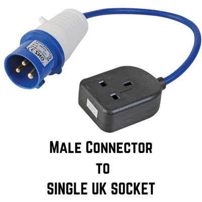 Caravan Hook Up 1 Gang Trailing Socket to 16A Industrial Male Plug ...