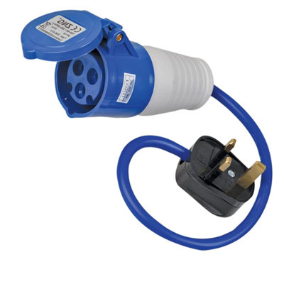 Caravan Hook Up 3 Pin UK Mains Plug to 16A Industrial Female Socket