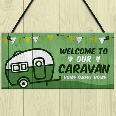 Caravan Sign Hanging Door Wall Plaque Welcome Sign Campervan Motorhome ...