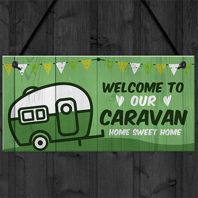 Caravan Sign Hanging Door Wall Plaque Welcome Sign Campervan Motorhome ...