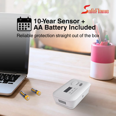 Carbon Monoxide Detector CO Alarm with 10-Year Sensor AA Battery Included