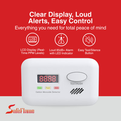 Carbon Monoxide Detector CO Alarm with 10-Year Sensor AA Battery Included