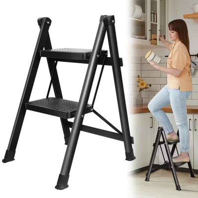 Carbon Steel Folding Step Ladder ,2-Step Portable, Sturdy & Space ...