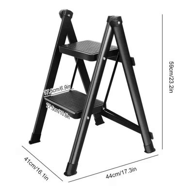 Carbon Steel Folding Step Ladder ,2-Step Portable, Sturdy & Space ...
