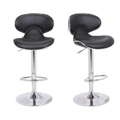 Carcaso Kitchen Bar Stools Pair Black, Adjustable Swivel Gas Lift ...