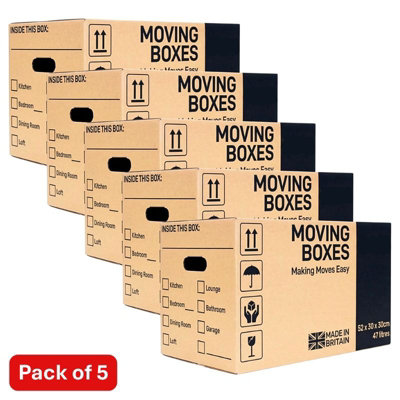 Cardboard Moving Boxes Storage Packing Boxes 47L with Carry Handles 52 ...