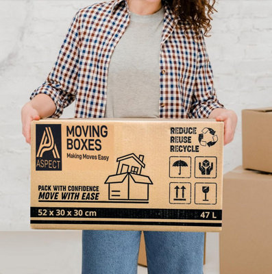 Cardboard Moving Boxes Storage Packing Boxes 47L with Carry Handles 52 ...