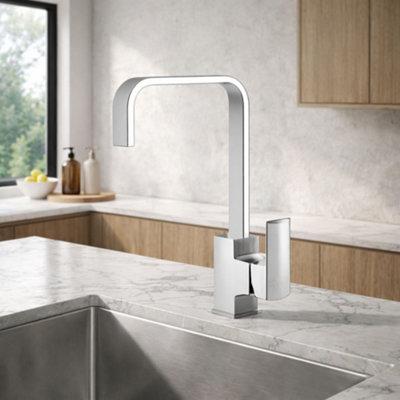 Carden Chrome Kitchen Sink Mixer Tap, Single Lever with Swivel Spout ...