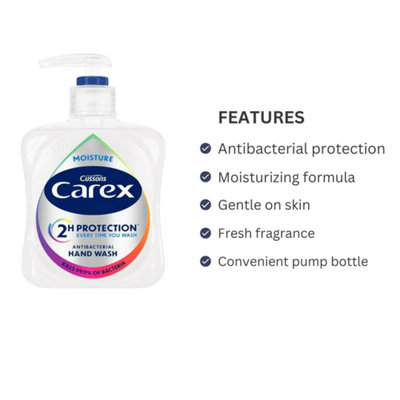 CAREX MOISTURE PLUS ANTIBACTERIAL HANDWASH 250ML X 12