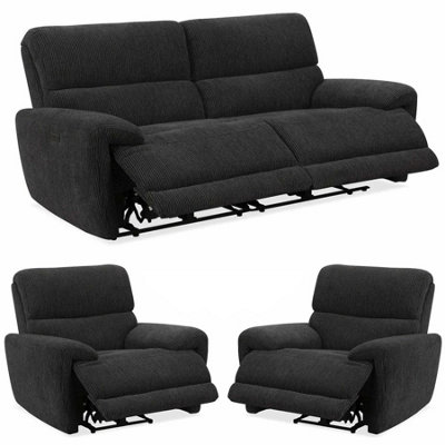 Carla Electric Reclining 3 Piece Sofa Suite 3 + 1 + 1 Black