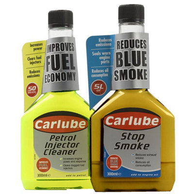 Carlube 2 Pack Petrol Injector Cleaner Stop Smoke 300ml Set