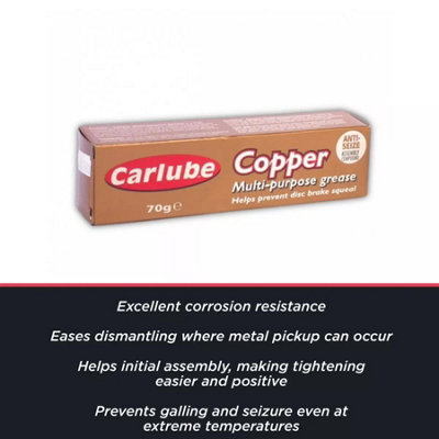 Carlube Copper Grease Brake Pad Anti-Seize Multi-purpose 70g Tube x3