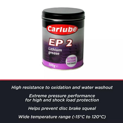 Carlube Ep2 Lithium Lubricant Extreme Pressure Performance Grease 500G