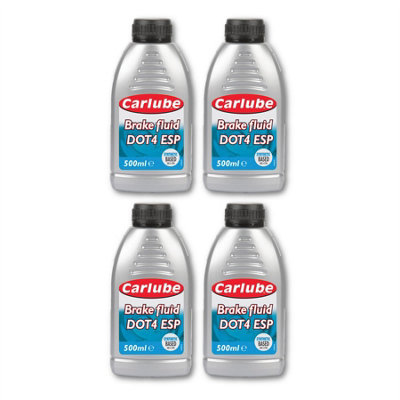 Carlube Synthetic Brake & Clutch Fluid DOT4 Esp Advanced Braking Sys 500ml x4