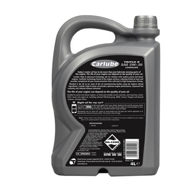CARLUBE TRIPLE R 5W30 C3 FULLY SYNTHETIC OIL FOR PETROL & DIESEL ...