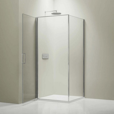 Carmen 8mm Glass Corner Shower - Chrome Frame - 80x195 Door and 70x195 ...