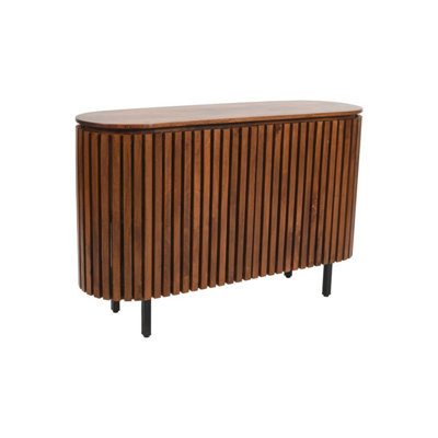 Carney Mango Wood Slatted Large 2 Doors Sideboard -Walnut