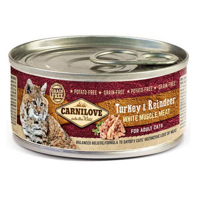Carnilove Turkey & Reindeer Wet Cat Food Pate, 12 x 100g