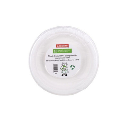 Buy Caroline Extra Strong Plates (Pack of 10) White (One Size) at B&Q