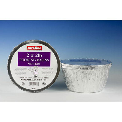Caroline Foil Pudding Basins with Lids 932ml / 2lb / 155 x 72mm 2pk ...