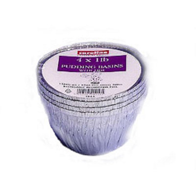 Caroline Foil Pudding Basins With Lids (Pack of 4) Silver (10 x 6.6cm)