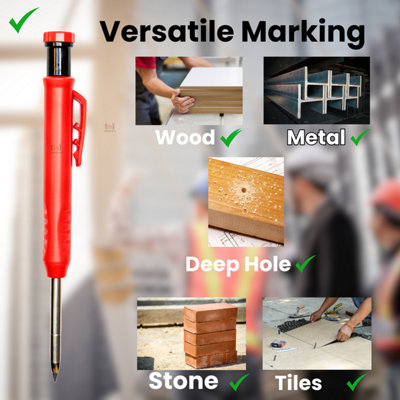 Carpenters Pencil Set With 12 Solid Leads Construction Marking Pencil ...