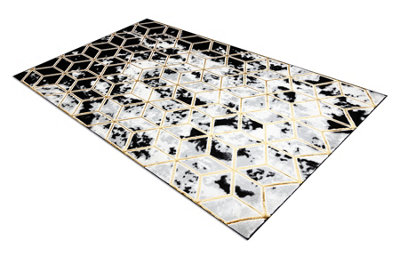 Carpet ALLURE 1966 Cube 3D - Structural, stylish, glamour black / gold ...