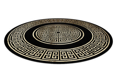 Carpet ALLURE 1968 circle Greek key, frame - Structural, stylish, glamour black / circle 100 cm