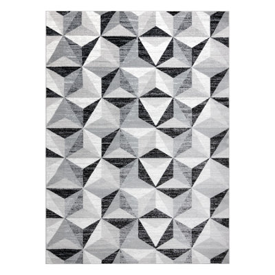 Carpet ARGENT - W6096 Triangles grey / black 240x330 cm