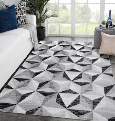 Carpet ARGENT - W6096 Triangles grey / black 240x330 cm