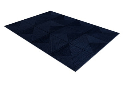 Carpet AURA J2624A dark blue - Geometric, structural, modern 240x330 cm