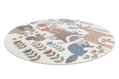 Carpet BONO 8425 circle Forest animals cream / brown circle 100 cm