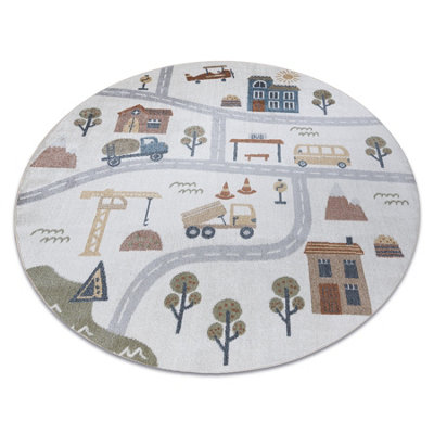 Carpet BONO 9207 circle Streets, city, construction site cream / light ...