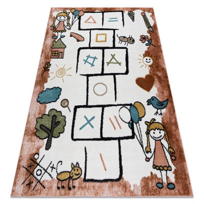 Carpet FUN Hop for children, hopscotch, animals pink 140x190 cm