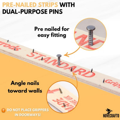 Carpet Gripper Rods 76cm long Pack of 24 Pcs Covering 18.24m Pre-Nailed ...