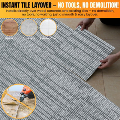 Carpet Imitation Self Adhesive Floor Tiles - 30 Pack Covers 30 ft² (2. ...