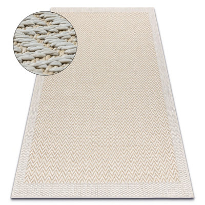 Carpet ORIGI 3726 cream - Zigzag flat-woven SISAL string 116x170 cm