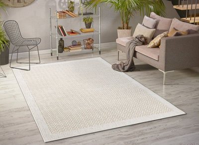 Carpet ORIGI 3726 cream - Zigzag flat-woven SISAL string 175x270 cm