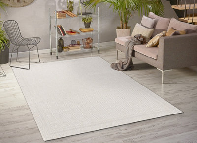 Carpet ORIGI 3739 cream - Frame, herringbone flat-woven SISAL string ...