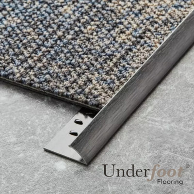 Carpet to Vinyl/Lino Door Bar Single Edge Silver Metal Threshold Trim ...