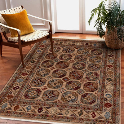 Carpet Wool KESHAN fringe, Frame, oriental 7874/53555 beige ...