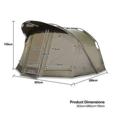 CARPZILLA Fishing Bivvy 2 Man Waterproof Camping Tent Shelter Door ...