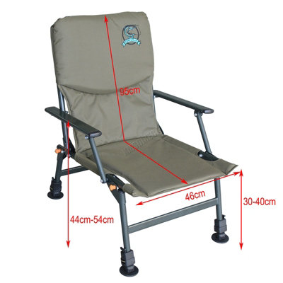 Carpzilla Outdoor Portable Folding Carp Fishing Chair Camping Heavy Duty 4 Adjustable Legs Dark Green FC