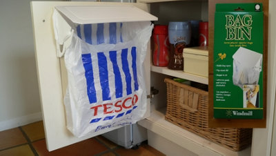 Carrier Bag Holder for Kitchen Cabinets Converts Plastic Bags into Mini ...