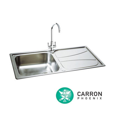 Carron Phoenix Zeta 100 1.0 Bowl Linen Finish Stainless Steel Kitchen Sink