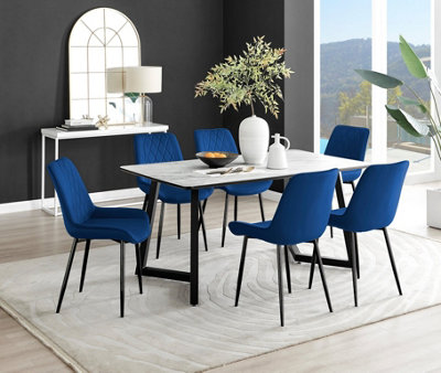 Carson 6 Seater White Marble Effect Rectangular Scratch Resistant ...