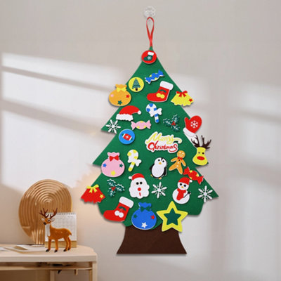 Cartoon DIY Felt Christmas Tree with Detachable Ornaments Hanging Decor ...