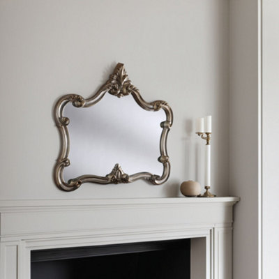 Carved Classic Landscape Mirror Silver